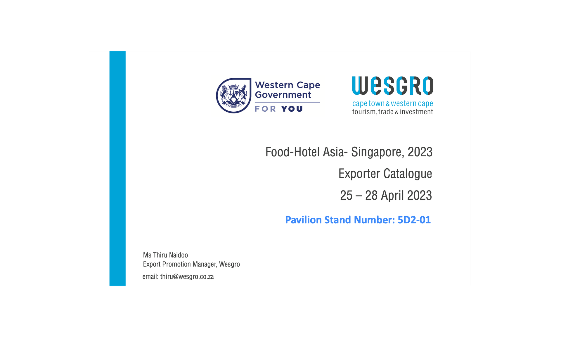 FHA - Food and Beverage Expo Event in association with Wesgro - ALL ...